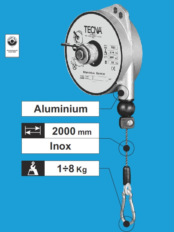 Federzug TECNA 9322 Traglastbereich:4kg - 6kg Seil 2m, 189,92