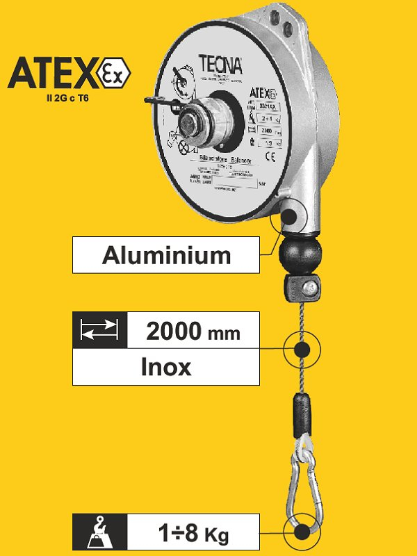 ATEX Federzug TECNA 9322AX Traglast: 4 - 6kg Seil 2m, 268,94